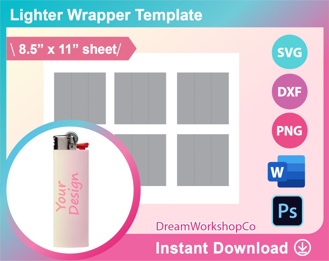 Lighter Label Template Lighter Wrapper Template Sublimation - Etsy