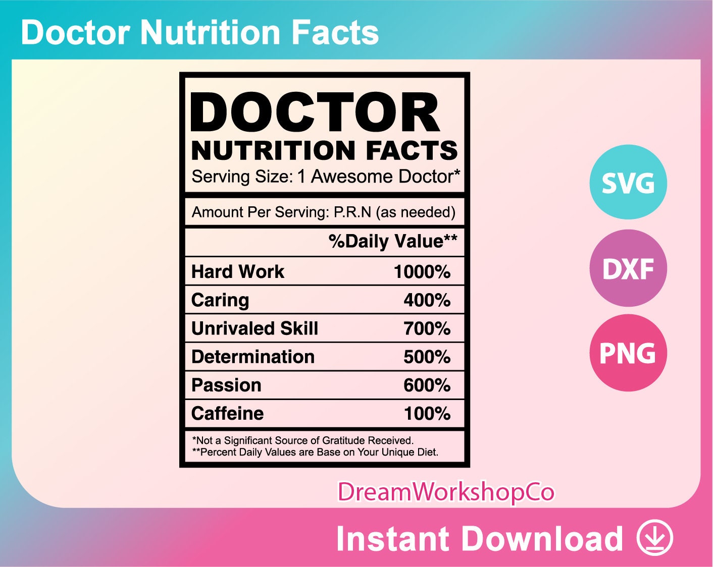 Doctor Nutrition Facts SVG, PNG, DXF (digital Download) - Etsy