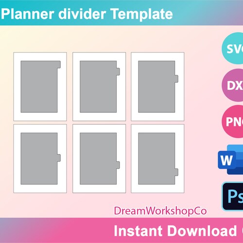 5 Tab Top A5 Divider Template Png Dxf Svg Cut Files - Etsy