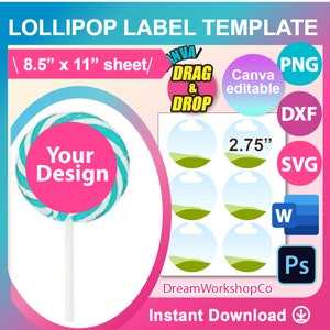 Lollipop Label Template, SVG, DXF, Canva, Ms Word Docx, Png, Psd, 8 ...