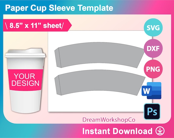 Paper Cup Sleeve Template Coffee Cup Sleeve Template SVG - Etsy