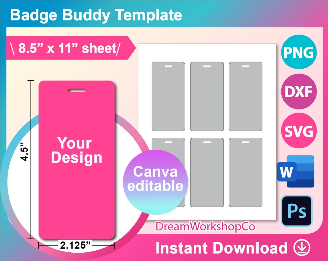 ID Badge Template Id Badge Blank Template SVG Canva DXF - Etsy