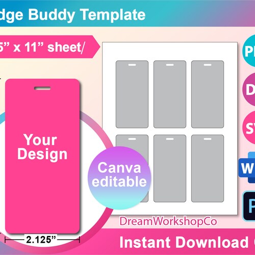 ID Badge Template Id Badge Blank Template SVG Canva DXF - Etsy