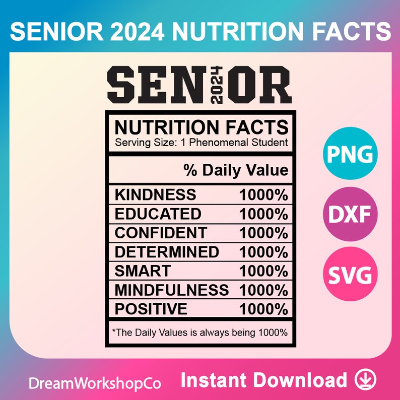 Senior 2024, Graduate Facts, Graduate Nutrition Facts, Nutrition Facts ...