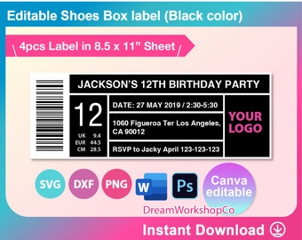 Shoe Box Label Template PDF Printable Instant Download - Etsy
