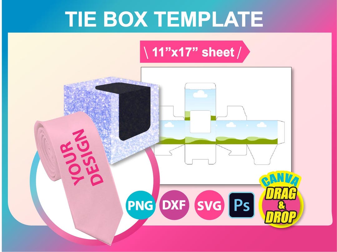 Tie Box Template, Canva, PSD, SVG, DXF, Publisher Png, Printable ...