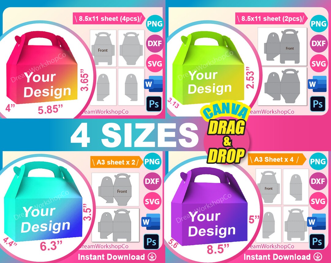 SALE!! Bundle Gable Box Template, Bundle Gable SVG, Canva, DXF, Ms Word ...