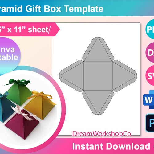3D Diamond Gift Box Template Candy Box Template. Canva PSD - Etsy