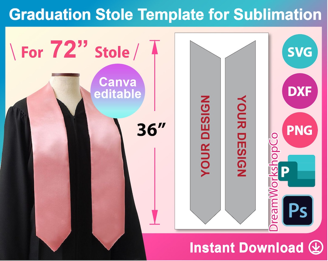72 Stole Template Graduation Stole Template Stole - Etsy