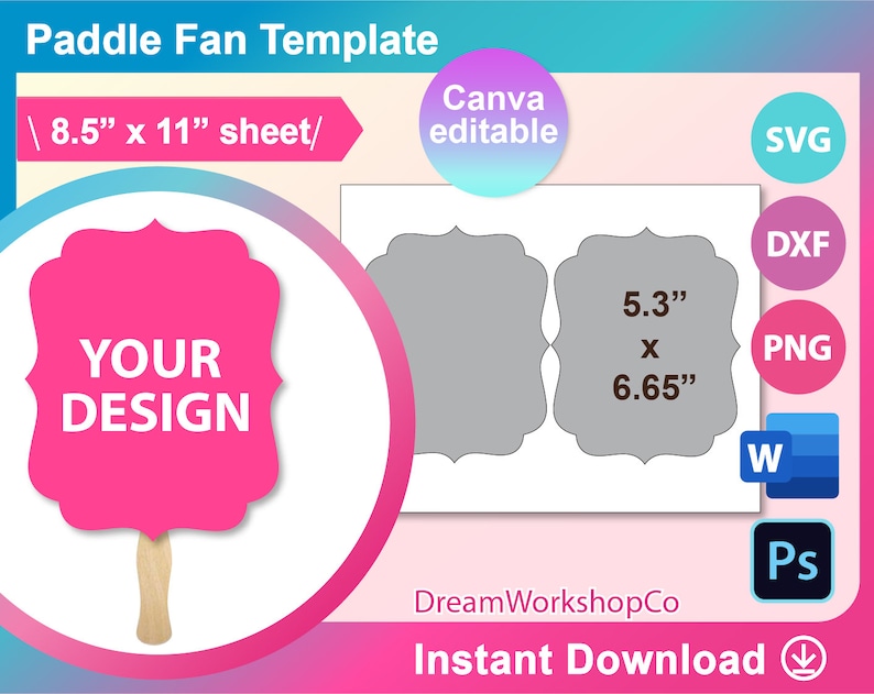 Paddle Fan Template: Canva, PSD, PNG, SVG, Doc Formats (instant ...