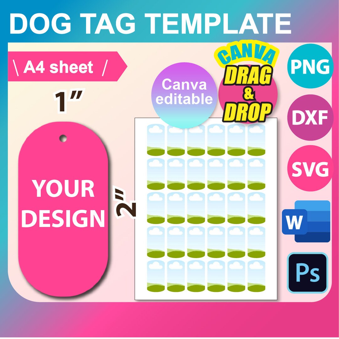 Dog Tag Template, Dog Tag Template, Canva, SVG, DXF, Ms Word Docx, Png ...