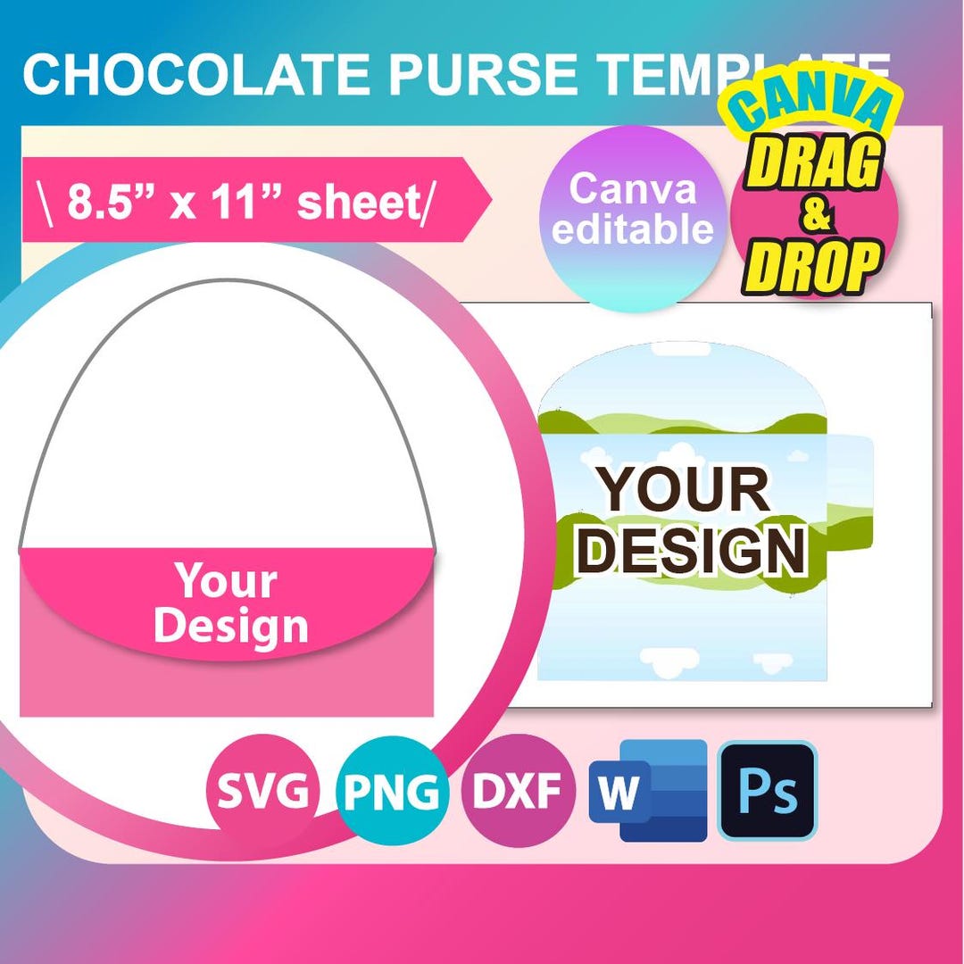 Chocolate Bar Purse Template, 1.55oz Chocolate Bar Purse Template Canva ...