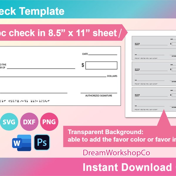 Blank Check Svg - Etsy