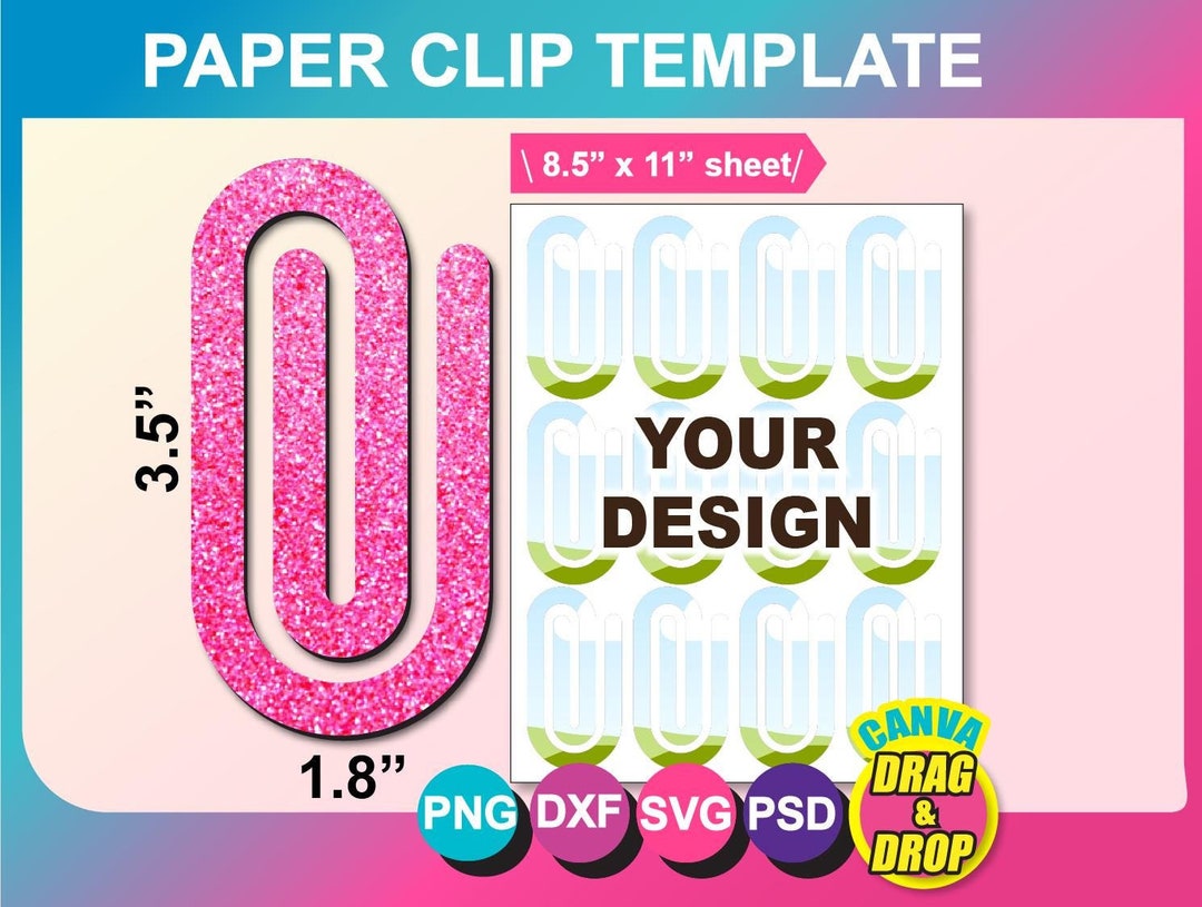 Jumbo Paper Clip Template SVG, Canva, Png, Bookmark Cut File (8.5"x11 ...