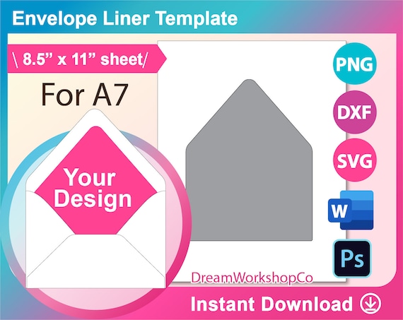 5x7 Envelope Liner Template A7 Envelope Liner Template Ms - Etsy Australia