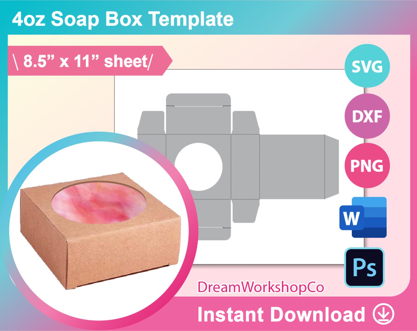 Square Box Template Soap Box Template Soap Packaging | Etsy