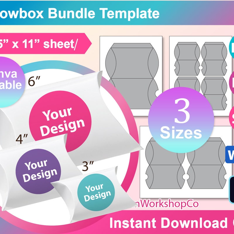 Printable Pillow Box - Etsy