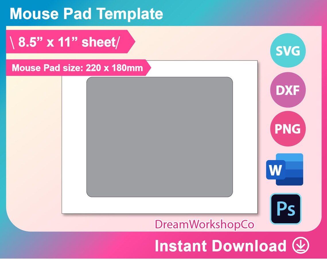 Rectangle Mouse Pad Template Mouse Pad Sublimation Template - Etsy