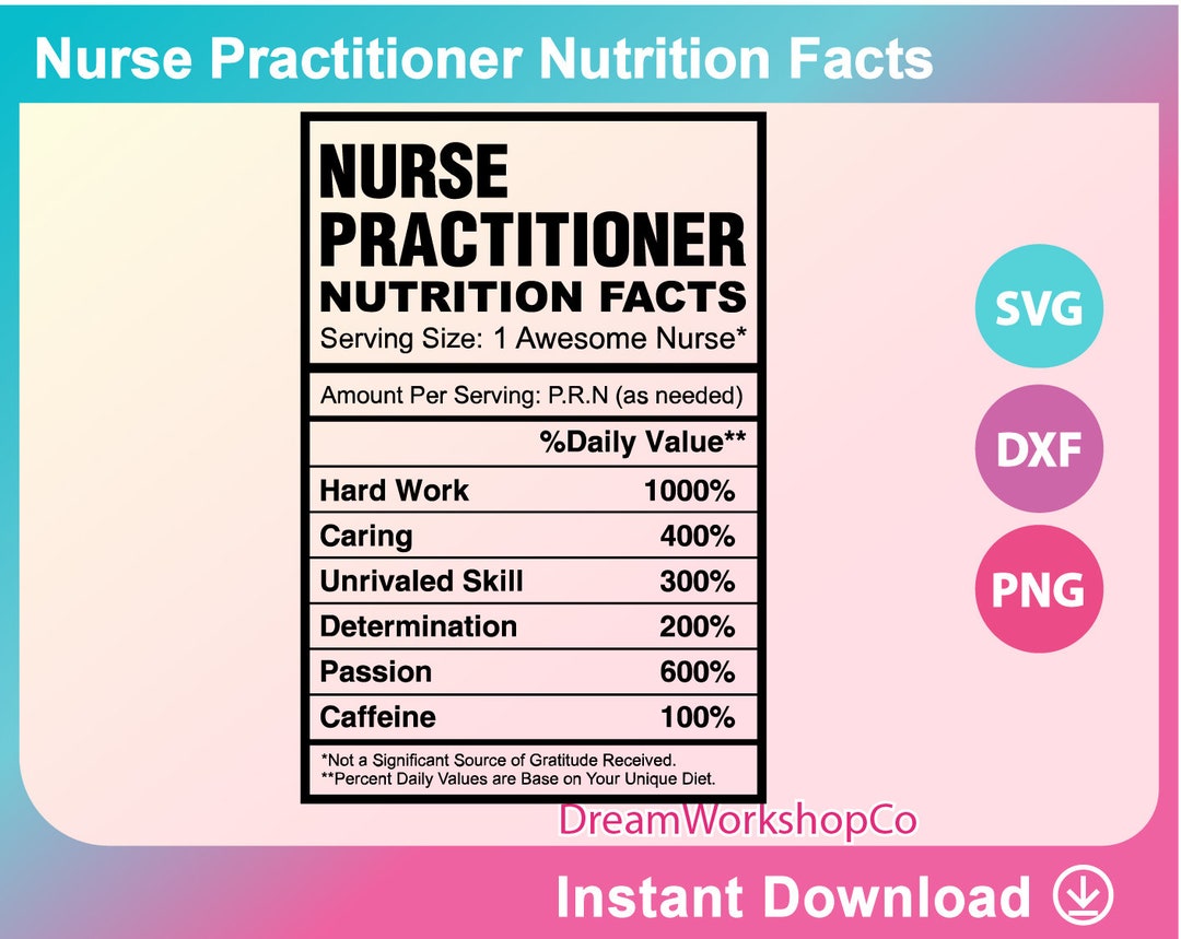 Nurse Practitioner Facts Svg, Nurse Nutrition Facts, Nurse Nutrition ...