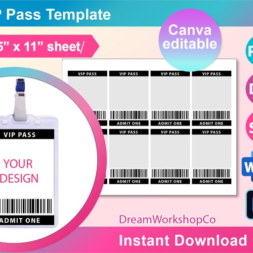 Vip Pass Black Color Template Invitation Template Svg Dxf Etsy