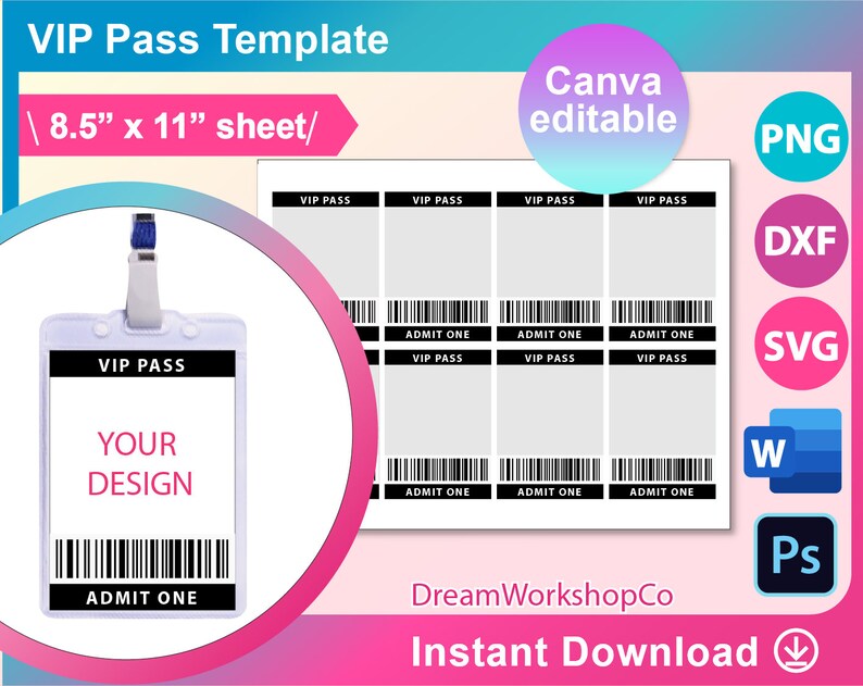 VIP Pass Black Color Template Invitation Template SVG DXF - Etsy