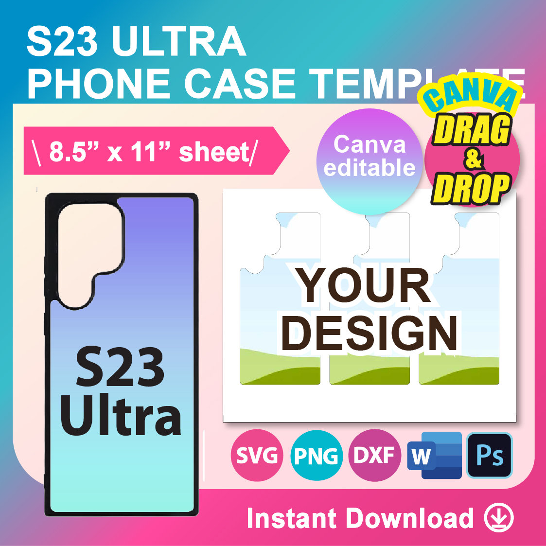 S23 Ultra Phone Case Sublimation Template, Canva, SVG, DXF, Ms Word ...