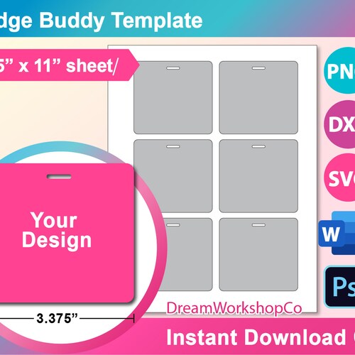 ID Badge Template Id Badge Blank Template Canva SVG DXF - Etsy