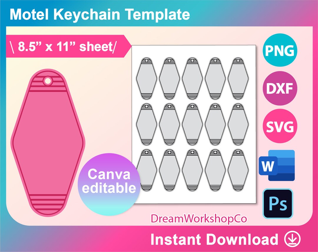Motel Keychain Template Sublimation Template SVG DXF Ms - Etsy