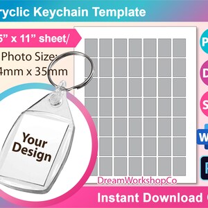 Acrylic Keychain Template, Photo Insert Keychain Template, Rectangle ...