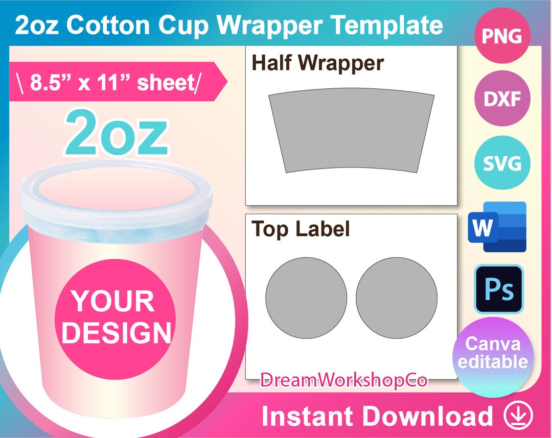 2oz Cotton Candy Tub Label Template Cotton Candy (Instant Download) - Etsy