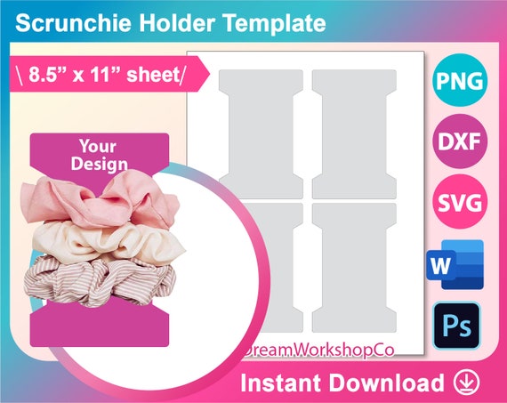 Scrunchie Display Card Template SVG DXF Ms Word Docx Png - Etsy Australia