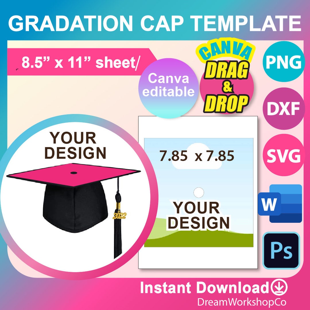 Graduation Cap Template, Graduation Stole Template, Canva, PSD, SVG ...