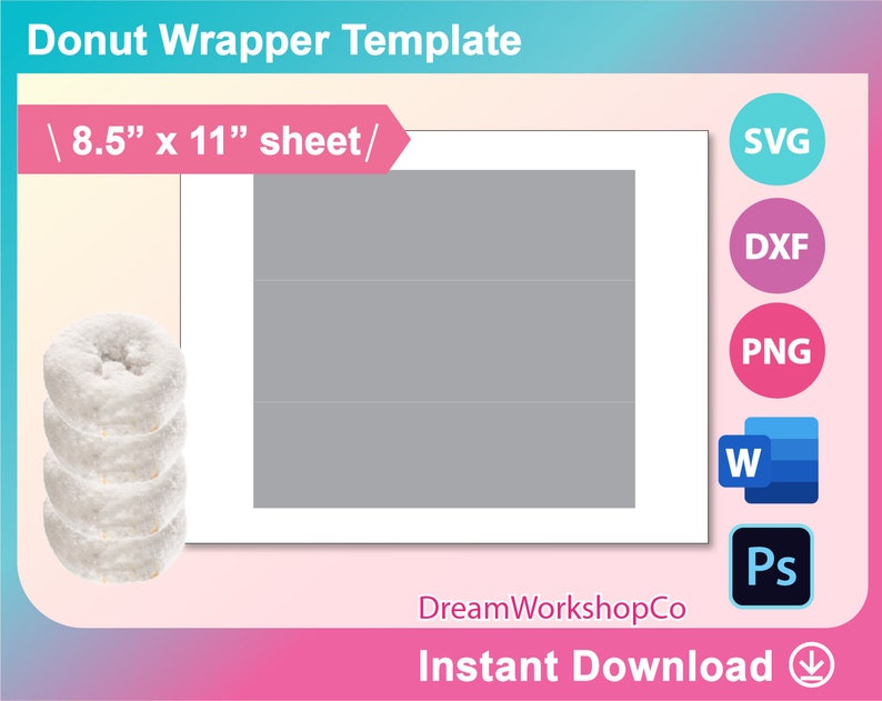 Donut Wrapper Template 4pcs Donut Wrapper Template SVG DXF | Etsy