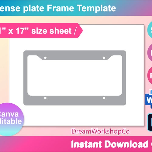 Car License Plate Template for Sublimation SVG PNG PSD - Etsy
