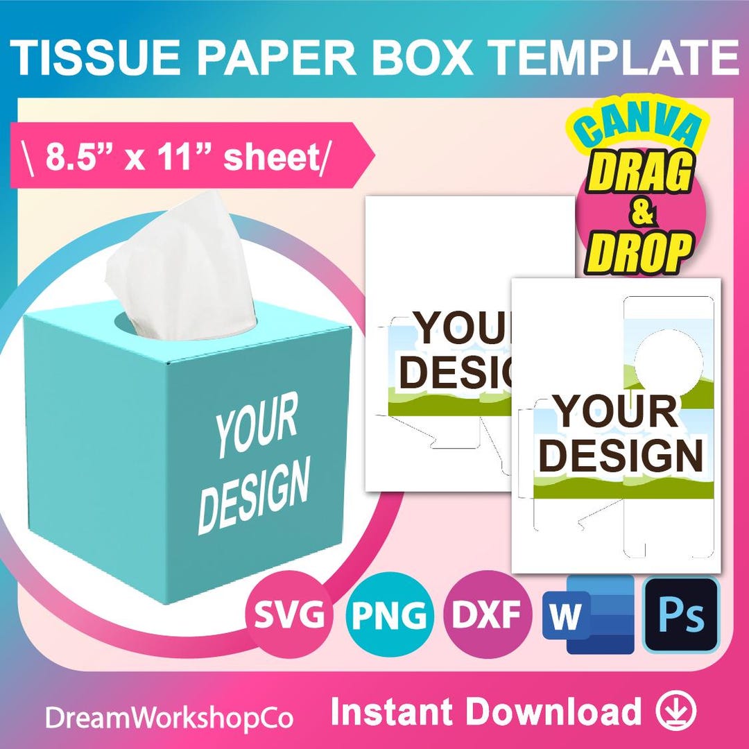 Tissue Box Template, Tissue Box Svg, Gift Box Template, Ms Word, Canva ...