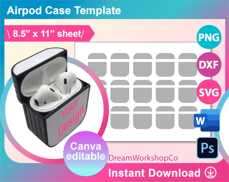 Airpod Case Sublimation Template Canva SVG Dxf Ms Word - Etsy