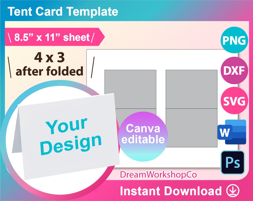 4x3 Tent Card Template Buffet Card Template Blank Template - Etsy