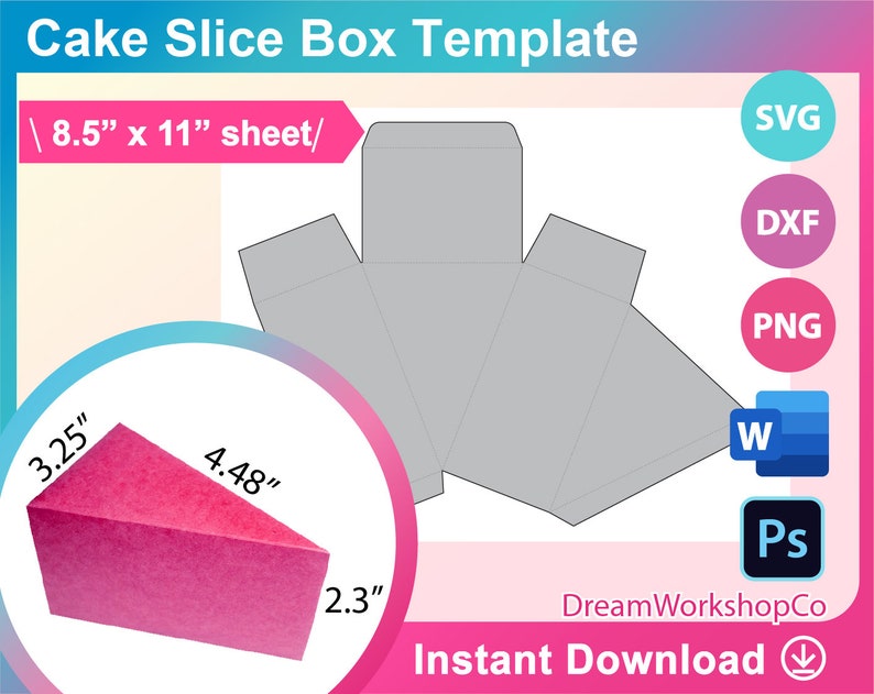 Cake Slice Box Template Cake Slice Box SVG Cake Box Svg - Etsy