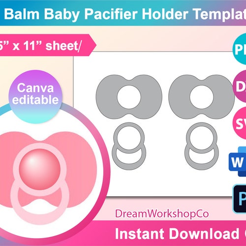 Pacifier Lip Balm Holder Template Baby Pacifier Lip Balm - Etsy