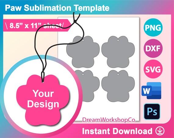 Paw Ornament Template Gift Tag Template SVG DXF Ms Word - Etsy