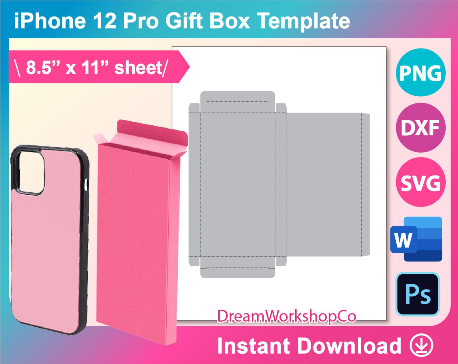 Phone Case Gift Box Template Phone Case 12 Pro Gift Box - Etsy
