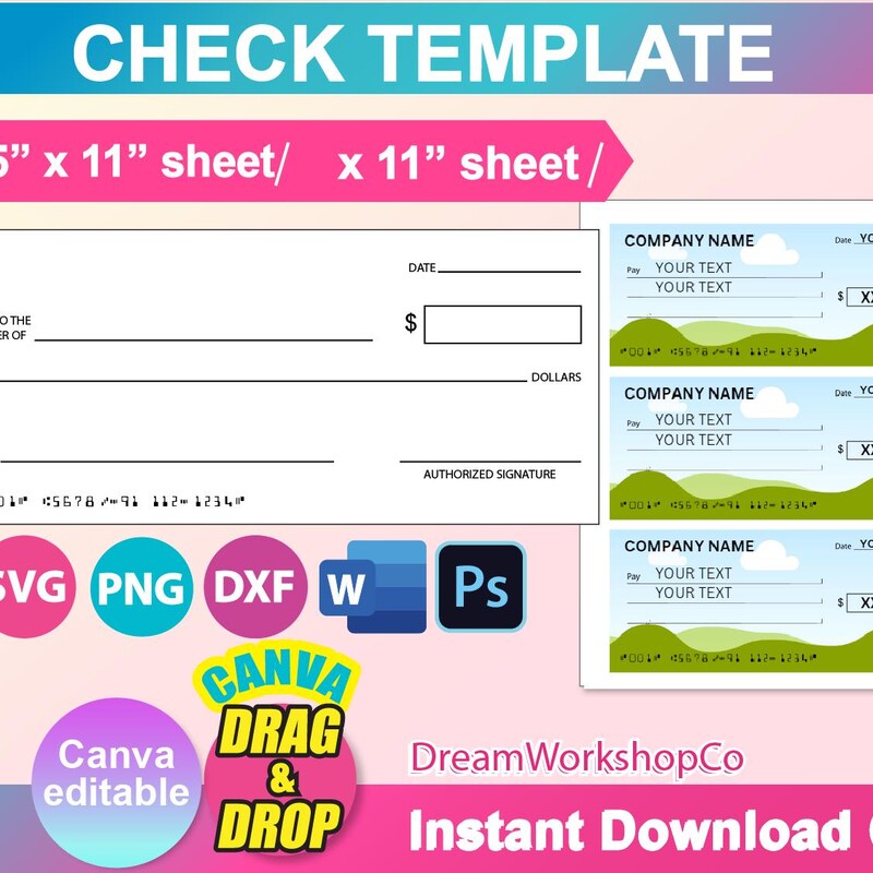 Blank Check Svg - Etsy