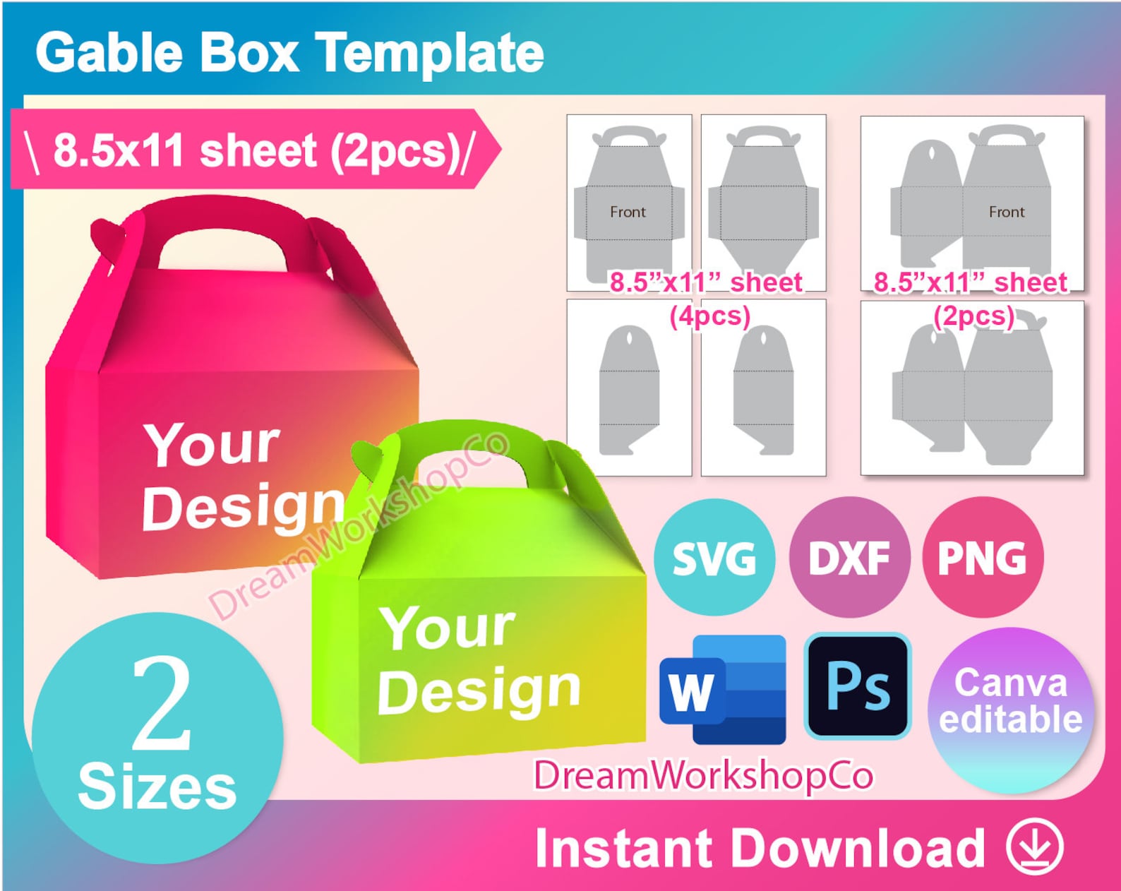 Bundle Gable Box Template Bundle Gable SVG Canva DXF Ms - Etsy