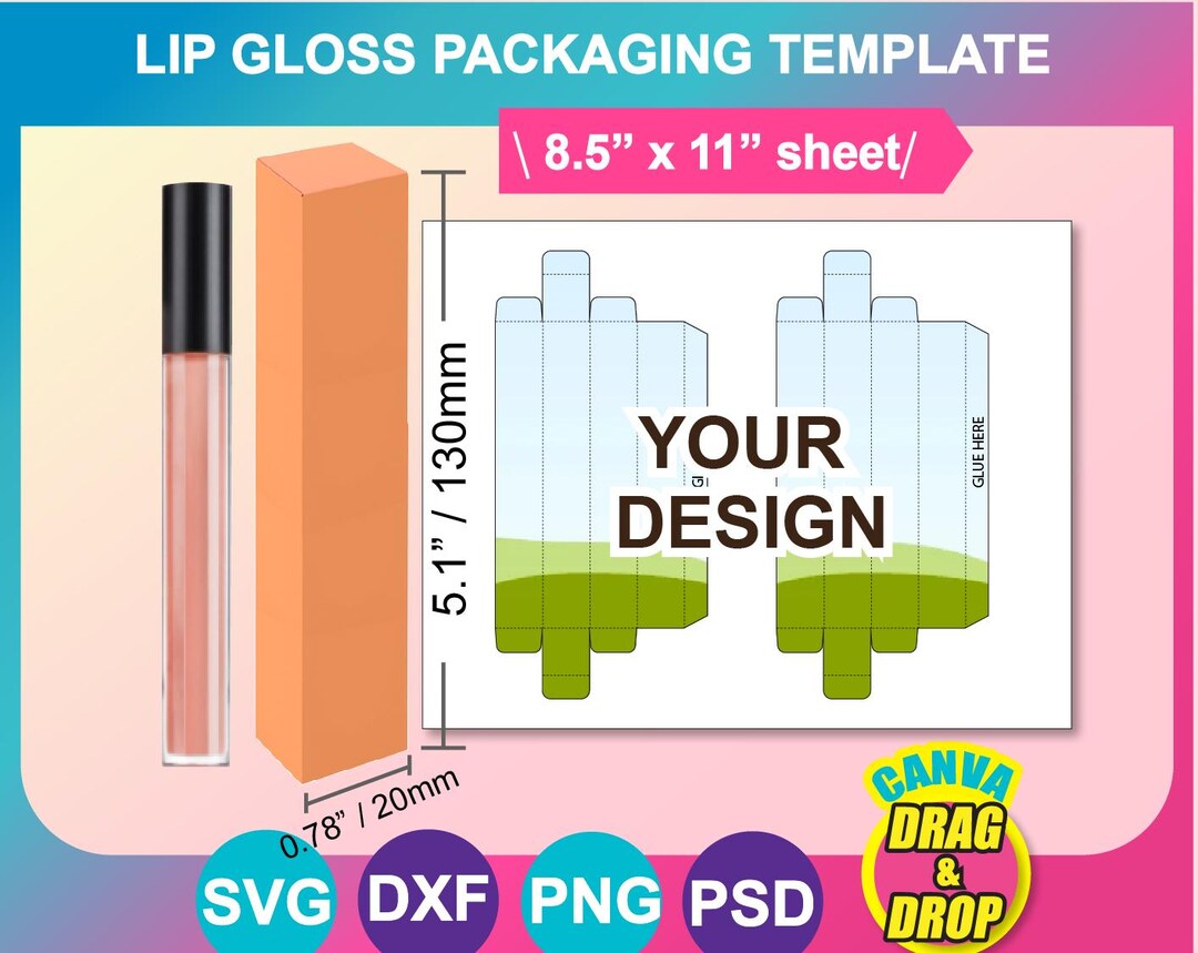 Lip Gloss Box Template: SVG, DXF, Canva, DOCX, Png, Psd (instant ...