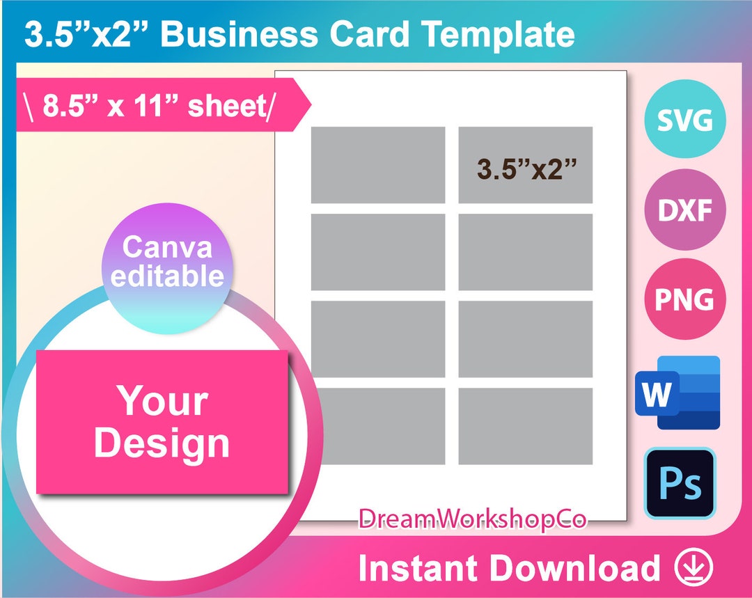 Business Card Template Blank Template SVG DXF Canva Ms - Etsy