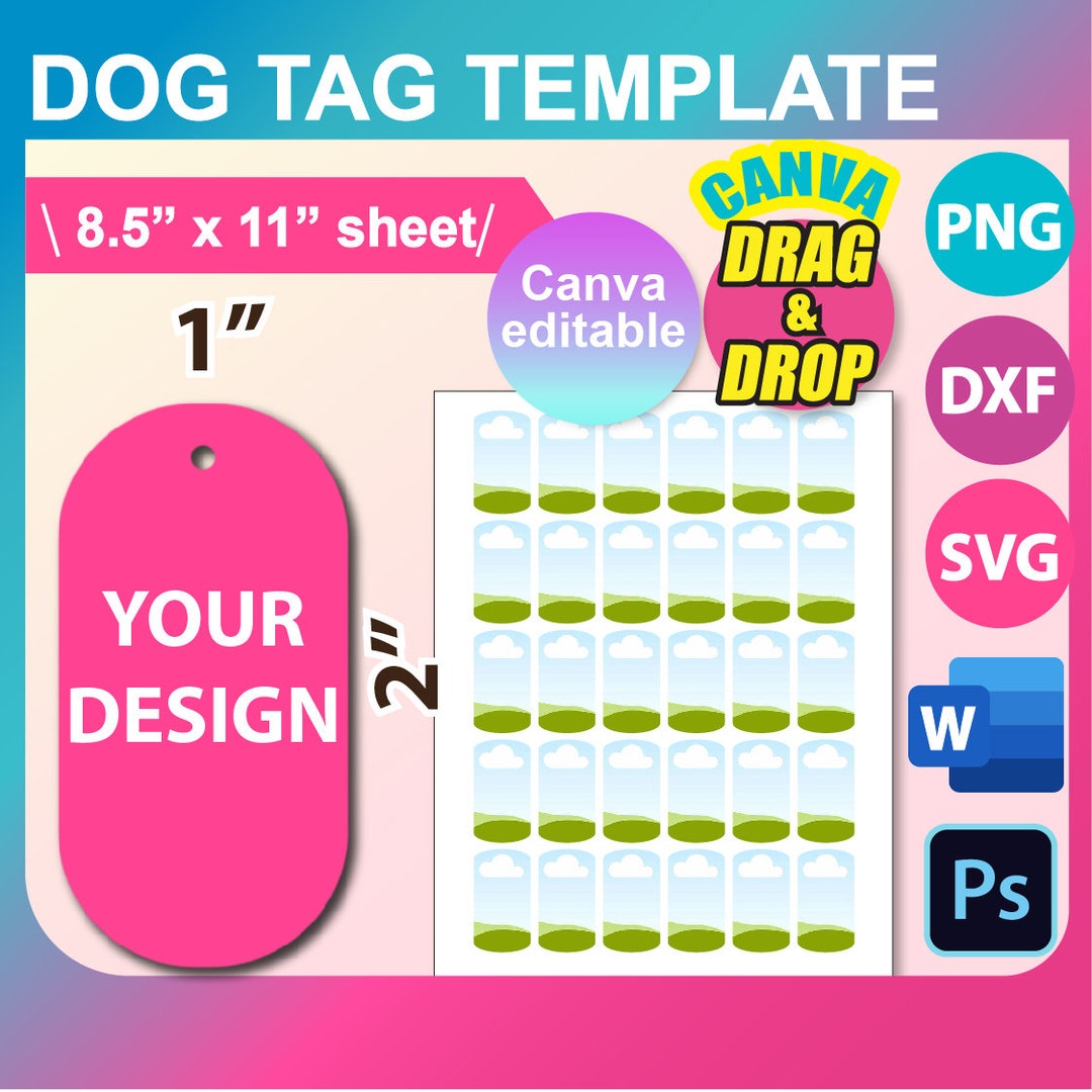 Dog Tag Template, Dog Tag Template SVG, DXF, Canva, Ms Word Docx, Png ...
