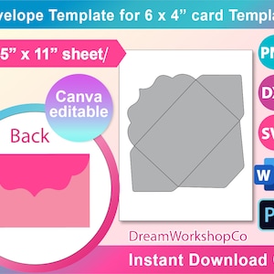 For 6"x 4" Card Envelope Template, Canva, Ms Word, PSD, PNG, SVG, Dxf ...