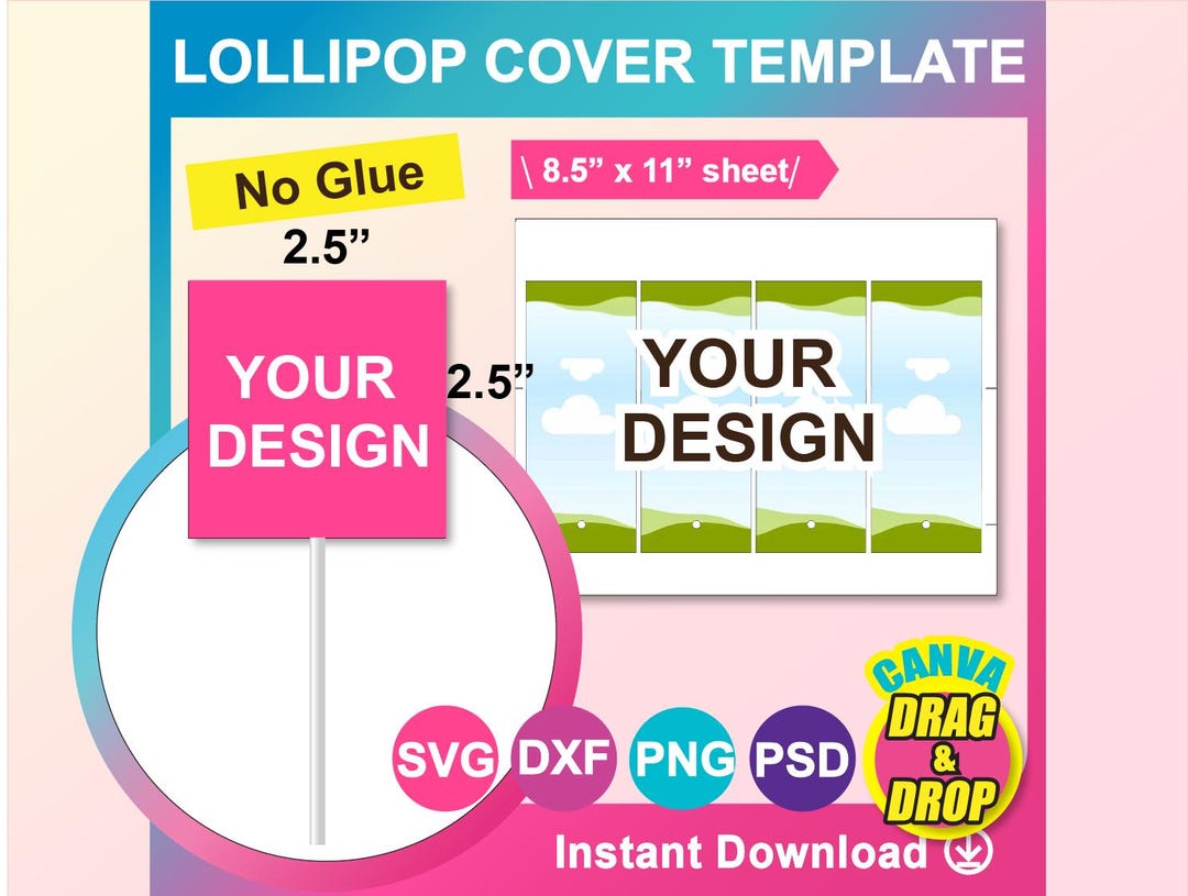 No Glue Lollipop Cover Template, SVG, DXF, Canva, Ms Word Docx, Png ...