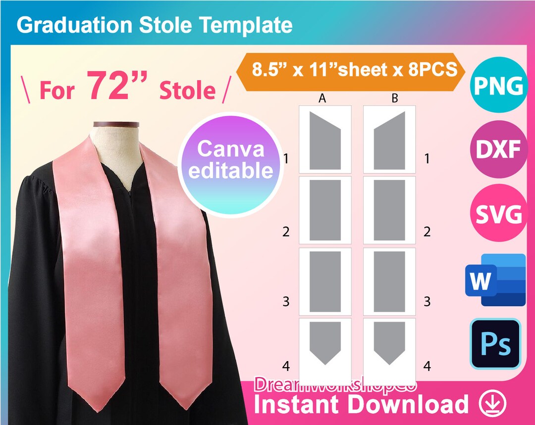 72 Stole Template Graduation Stole Template Stole - Etsy