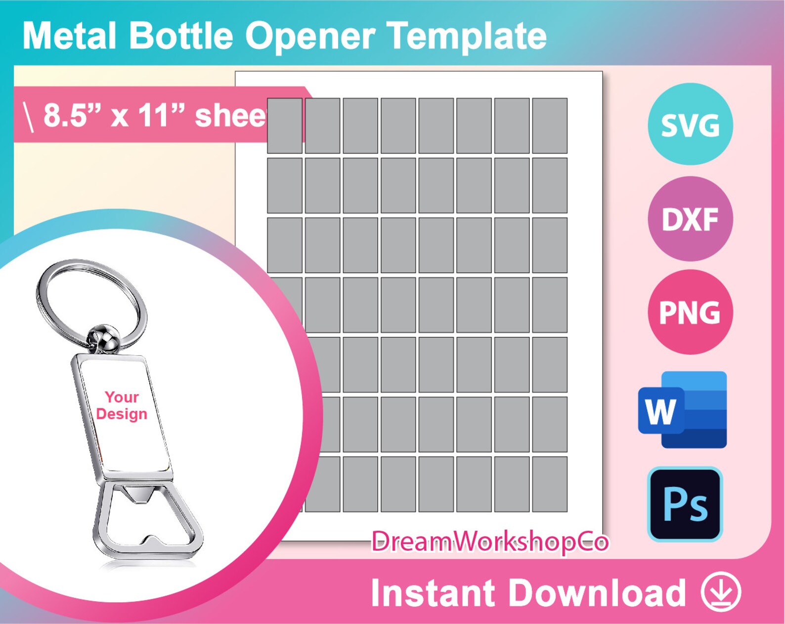 Keychain Metal Bottle Opener Template Bottle Opener - Etsy